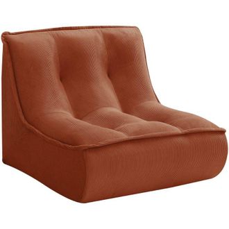 Oviala Fauteuil pour canap&eacute; modulable velours c&ocirc;tel&eacute; 90 x 80 cm terracotta - Lizy