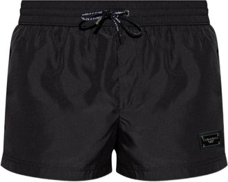 Dolce & Gabbana Homme, Maillots de bain, Noir, Taille: 2XL Short de bain boxer avec plaque logo