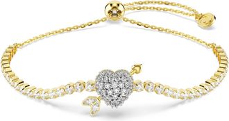 Swarovski Idyllia Armband, Verschiedene Schliffe, Herz mit Pfeil, Wei&szlig;, Goldlegierungsschicht