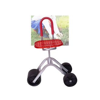 Generic H&ouml;henverstellbarer Gartenhocker for Pflanzen, 360&deg; Drehbarer Gartenwagen Mit Sitz, Faltbarer, for Rasen Und Garten(Red)