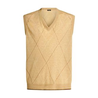 Kiton Reiner Leinen V-Ausschnitt Pullunder - - Knitwear - Herren - Beige - M