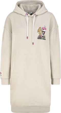 Sublevel Damen Sweatkleid mit Cartoonprint, langes Hoodie Sweatkleid light-beige M