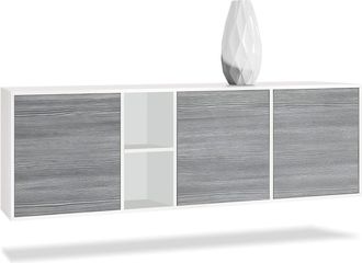 Vladon Kommode Cuba, Made in Germany, Wei&szlig; matt/Avola-Anthrazit - Modernes Sideboard f&uuml;r Ihr Wohnbereich - (BxHxT) 182x53x35 cm