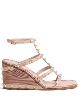 Valentino Garavani sandales compensées Rockstud 80 mm - Rose