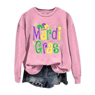 Generic Mon panier avec lettres imprim&eacute;es et col rond Sweat-shirt de No&euml;l pour femme, Rose, XXL