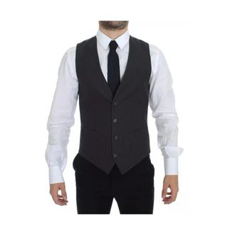 Dolce & Gabbana Grau Gestreiftes Formelles Kleid Gilet Weste - - Suits - Herren - Grau - M