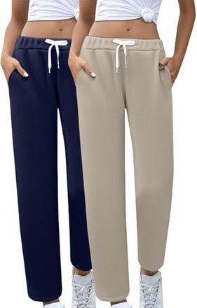 Generic Lot de 2 Pantalon De Running Femme Chic &Eacute;t&eacute; Pant Longue Stretch Tendance Comfy Streetwear D&eacute;tente Mode Costume Classique Basique Taille Elastique 2026