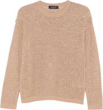 Fabiana Filippi Femme, Pulls, Beige, Taille: 44 FR Sequin-Embellished Crew Neck Sweater