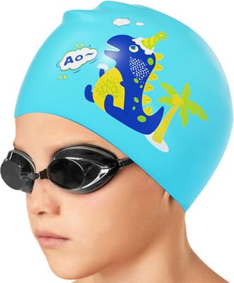 Generico Badekappe f&uuml;r Kinder, Design mit Tieren, Badekappe f&uuml;r Kinder, f&uuml;r Jungen, M&auml;dchen, Jugendliche, Strand, Pool, See, Haus und Garten