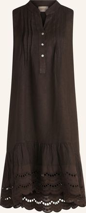 Cartoon Cartoon Leinenkleid Mit Lochspitze braun