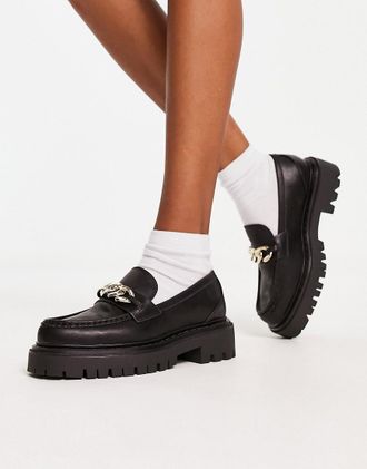 Aldo Brixton - Loafer in Schwarz mit dicker Sohle und Kette