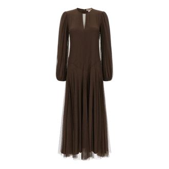 Twinset Femme, Robes, Brun, Taille: 40 FR Robe Longue en Tulle Plumetis