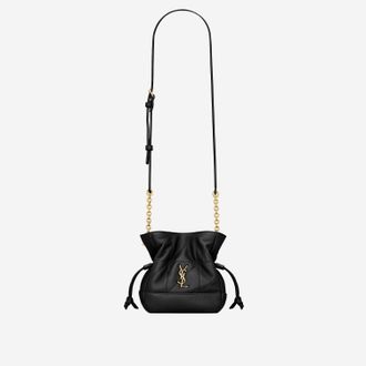 Saint Laurent Womens Mini Pochette Jamie Leather Black Shoulder Bags
