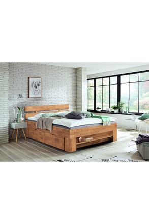 Livetastic Stauraumbett, Eiche, Holz, Wildeiche, massiv, 4 Schubladen, 140x200 cm, Schlafzimmer, Betten, Stauraumbetten