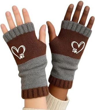 Generic Mitaines pour femme, moufles en forme de coeur brod&eacute; | Manchettes tricot&eacute;es | Pour le camping, la randonn&eacute;e, la moto, l&eacute;quitation, les trajets en plei