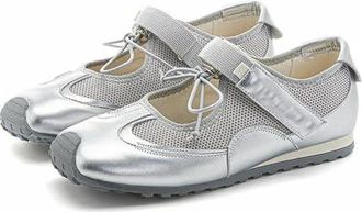 Generic NYSBH Chaussures plates de ballet &agrave; une sangle pour femme - Grande taille - Maille respirante, Argent&eacute;., 38.5 EU