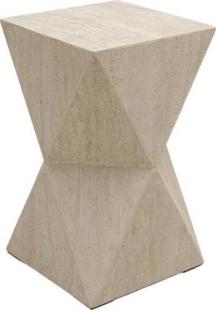 Kare Design Design Beistelltisch Triangle Travertine, Beige, Couchtisch, Ablage, Nachttisch, Stein-Optik, 53x31x31 cm (H/B/T)