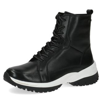 Caprice Damen Stiefeletten zum Schnüren Airmotion aus Leder mit Reißverschluss Weite G, Schwarz (Black Nappa), 39 EU