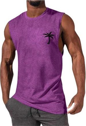 Generic D&eacute;bardeur d&eacute;t&eacute; pour homme D&eacute;bardeur sans manches Gym Fitness Sport Bodybuilding D&eacute;bardeur imprim&eacute; pour hommes T-shirt fonctionnel V&ecirc;tements sans manch