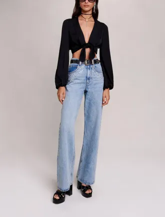 Maje Chemise Satin&eacute;e Nou&eacute;e - Noir - Taille 3 - Maje
