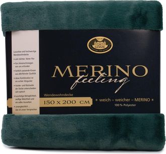 Gözze Gemütliche Kuscheldecke, Wendbar, Hohe Dichte 600 g/m², 150 x 200 cm - Dunkelgrün