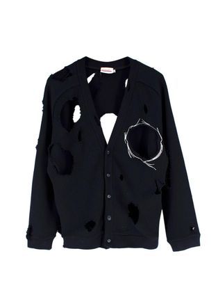 Charles Jeffrey Loverboy Charles Jeffery Midnight Blue Loverboy Cut Out Distressed Cardigan Size L