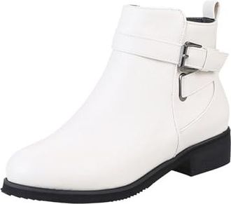 Generic Chaussures femme bottes couture solide plat avec chaussures Caract&eacute;ristiques : bottes &eacute;paisses pour femme plateforme, blanc, 39.5 EU