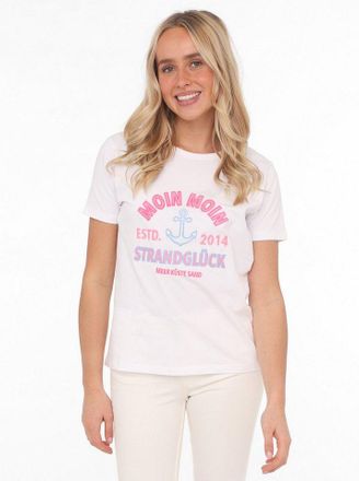 Zwillingsherz T-Shirt Moin Moin Kurzarm, Rundhalsausschnitt, Stickerei, Schriftz&uuml;ge