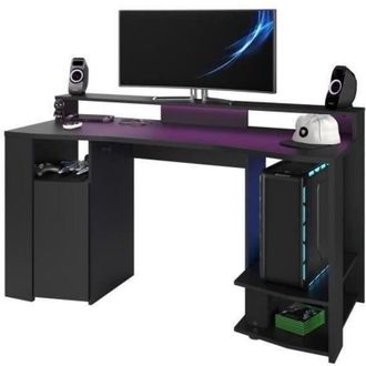 Les Tendances Les Tendances - parisot Bureau gaming led - Grande zone de jeu - Noir - l 152 x p 61,5 x h 86,7 cm - gaming