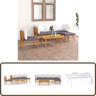 vidaXL 6-tlg. Garten-Lounge-Set mit Kissen Massivholz Akazie - Gartenmöbeln - Loungemöbel - Holz Möbel - Akazienholz - Gartenloungeset
