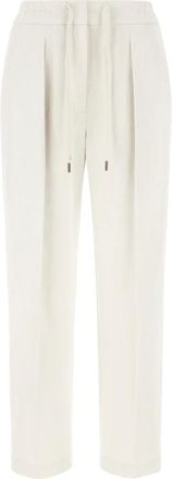 Brunello Cucinelli Femme, Pantalons, Blanc, Taille: 38 FR Pleated Straight Pantalons