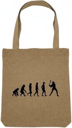 Fabulous Sac Shopping Tote Bag Aspect Lin - Evolution Baseball USA Etats Unis Sport Athl&egrave;te - Sac de Courses Toile Epaisse 360g Beige Naturel Cabas Port&eacute; Epaul