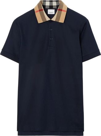 Burberry Checked-collar Cotton Polo Shirt