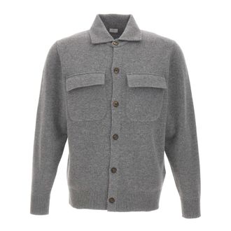 Eleventy Homme, Pulls, Gris, Taille: XL Chemise en Laine et Cachemire