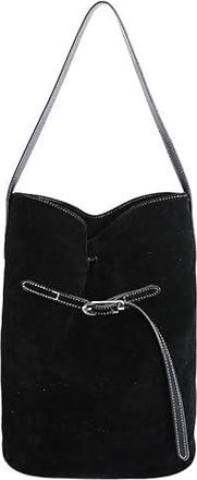 Generic Sac &agrave; bandouli&egrave;re en daim synth&eacute;tique avec boucle de ceinture - Grand sac seau pour femme, travail, shopping, voyage, Noir, 350*270*140 mm