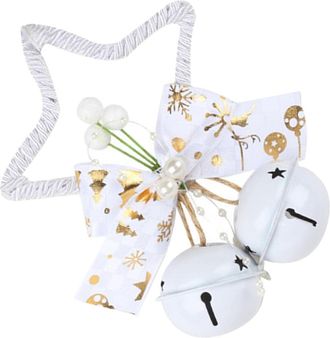 Lurrose Weihnachtsglocken Dekoration Stern Anh&auml;nger aus Robustem Material Kompakt Wei&szlig; H&auml;ngender Weihnachtsbaumschmuck mit Schleifenmotiv f&uuml;r Fenster und T&uuml;re
