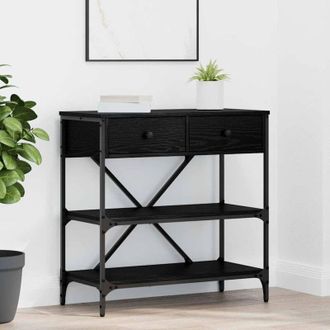 vidaXL Table console avec tiroir avec &eacute;tag&egrave;re Autre Noir bois vidaXL