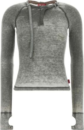 Diesel Femme, Tops, Gris, Taille: 38 FR T-Ecla Rib-Jersey Top
