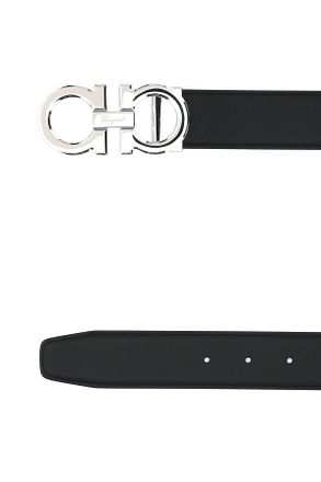 Ferragamo Mens Double Adjus Nerohickory Leather Cinture Belt