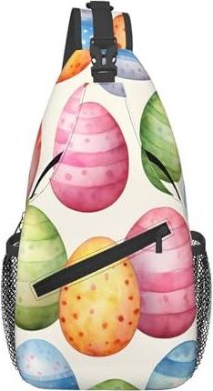 Generic Sacoche Homme Bandouliere OEufs de P&acirc;ques color&eacute;s Durable Sac De Poitrine Antivol Sac &agrave; Poitrine pour Camping Cyclisme Femme