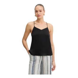Twinset Femme, Tops, Noir, Taille: 42 FR Top en satin &agrave; fines bretelles