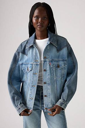 Levi's 90er Western Trucker Jacke aus Stoffresten - Damen - Blau / Blau