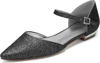 Generic Mariage Chaussures &Agrave; Talon Plate Chaussure Mari&eacute;e Mariee Femme Robe De Soir&eacute;e Confortable Mari&eacute;e Plates Escarpin 1.8Cm,Noir,40 EU