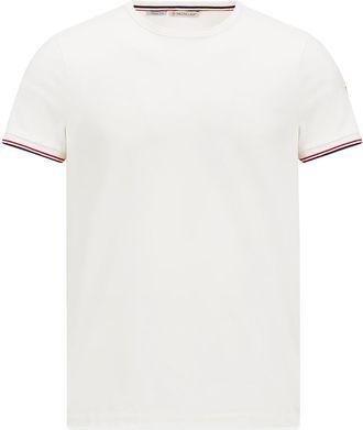 Moncler Moncler Tricolour-trimmed Cotton T-shirt, Men, White, Size: 3xl