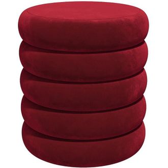 Vente-Unique Pouf en velours bordeaux ECAMBI