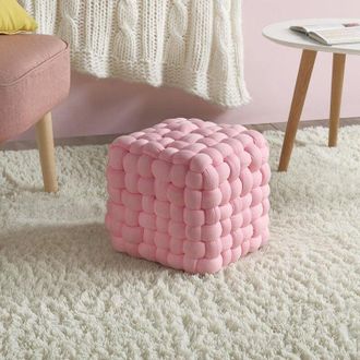 BOBOCHIC Bobochic - Pouf tressé 27x27x27 cm en velours rose