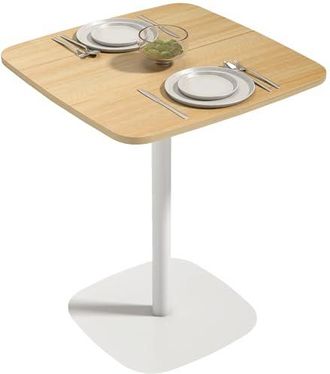 HOMCOM Table &agrave; Manger carr&eacute;e pour 2 Personnes, 60 x 60 x 75 cm, Table de Cuisine avec Plateau en Effet Bois, Base carr&eacute;e en Acier et Patins antid&eacute;rapants, St