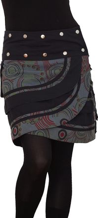 Purewonder Damen Wickelrock Baumwolle Rock mit Tasche sk181 Grau Einheitsgr&ouml;&szlig;e Verstellbar