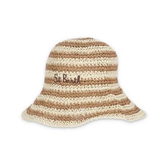 Saint Barth Femme, Accessoires, Brun, Taille: ONE Size Chapeau de paille marron avec broderie logo