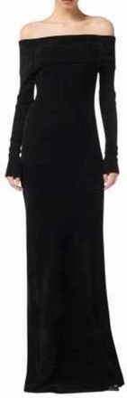 Elisabetta Franchi Femme, Robes, Noir, Taille: 38 FR Robe Longue Effet Velours